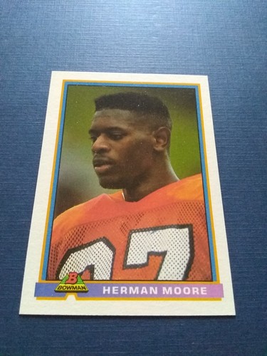 1991 Bowman Football Herman Moore Rookie Card #158 Factory Set Break NM ...