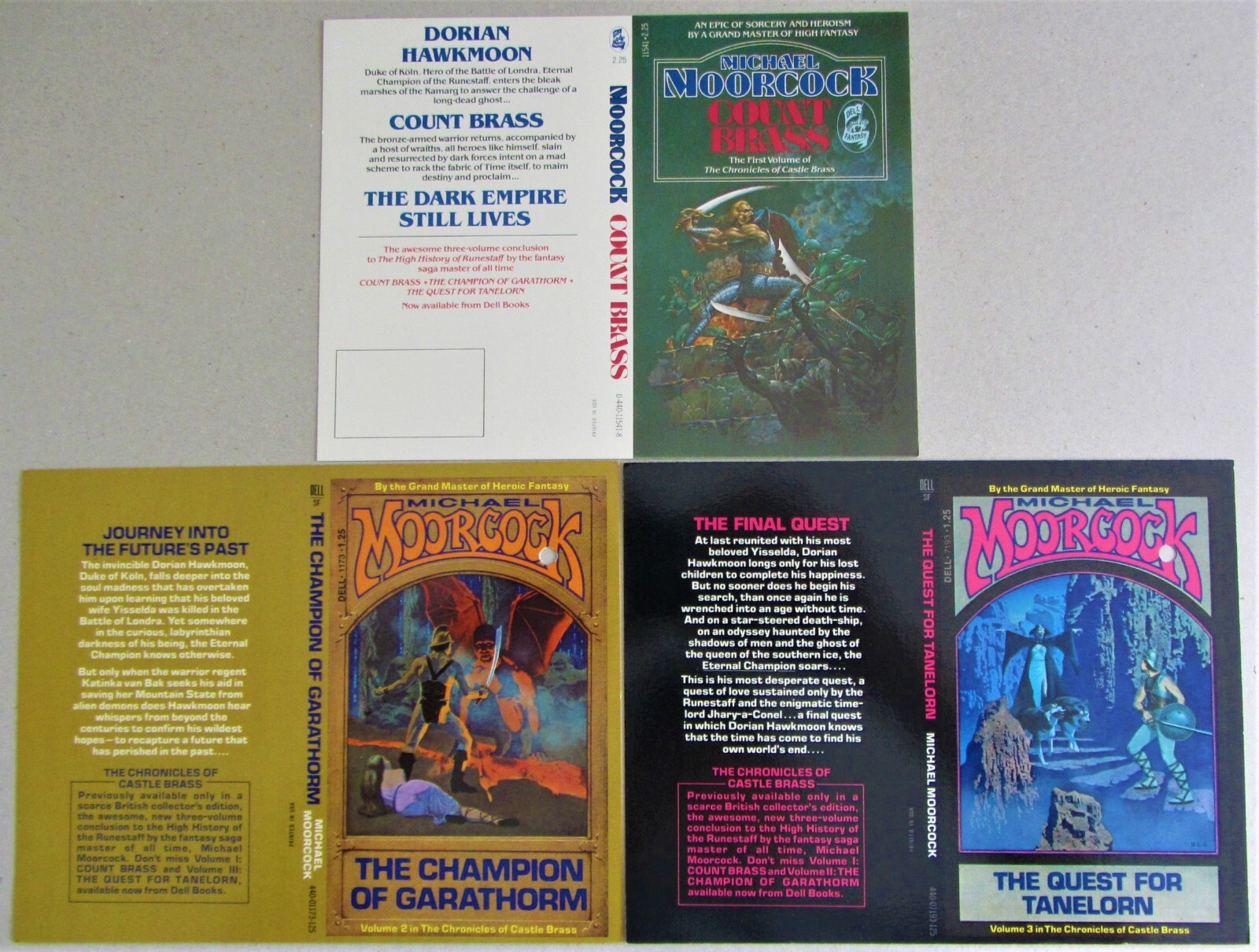 3 DELL SF PROMO PAPERBACK COVERS~MICHAEL MOORCOCK~COUNT BRASS~ETERNAL ...
