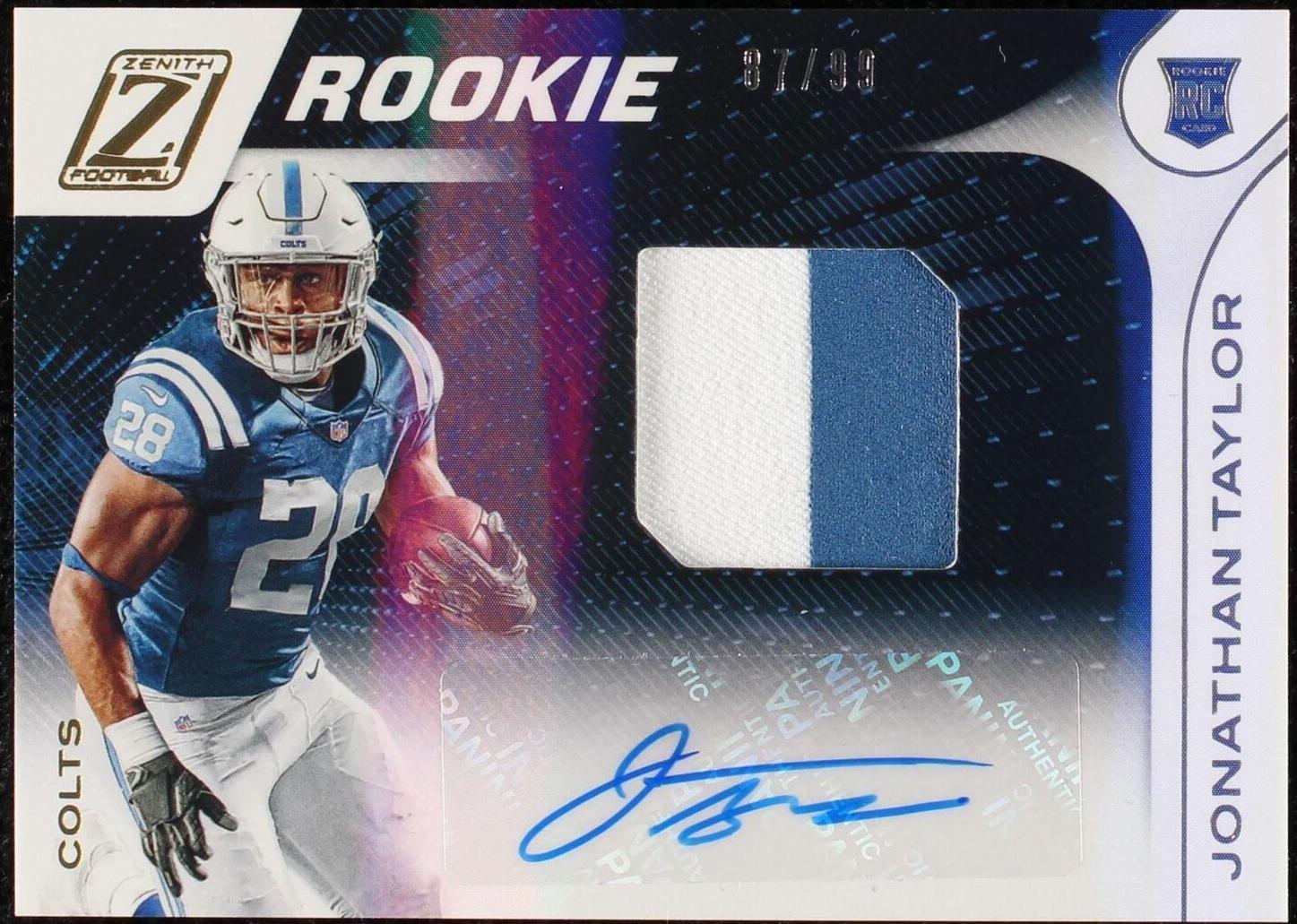2020 Panini Zenith - Rookie Patch Autographs Jonathan Taylor #90 /99 ...