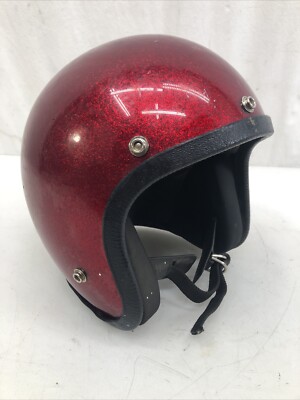 70s Vintage Red Metal Flake Motorcycle Helmet Medium Easy Rider ROP ...