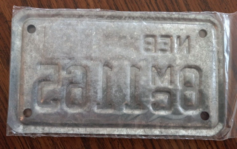 90's Nebraska Hall County Motorcycle License Plate 8MC1165 ~ Original ...