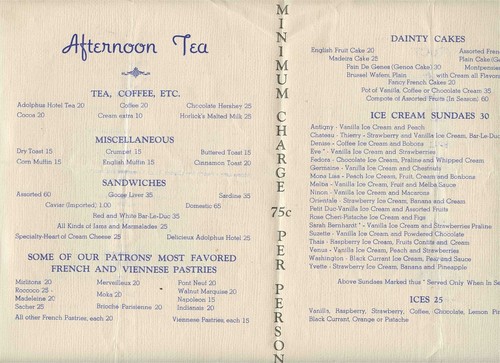 The Adolphus Hotel Afternoon Tea Menu Dallas Texas 1930's | eBay
