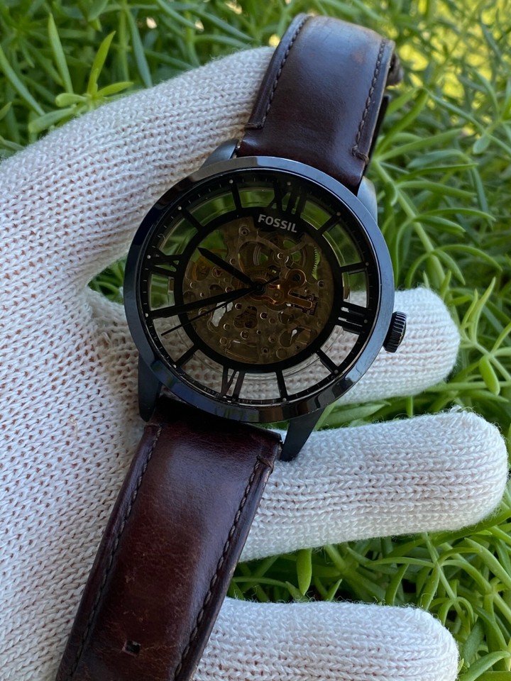Fossil Townsman Watch Automatic Skeleton Dial ME3098 Brown Mens 44mm | eBay