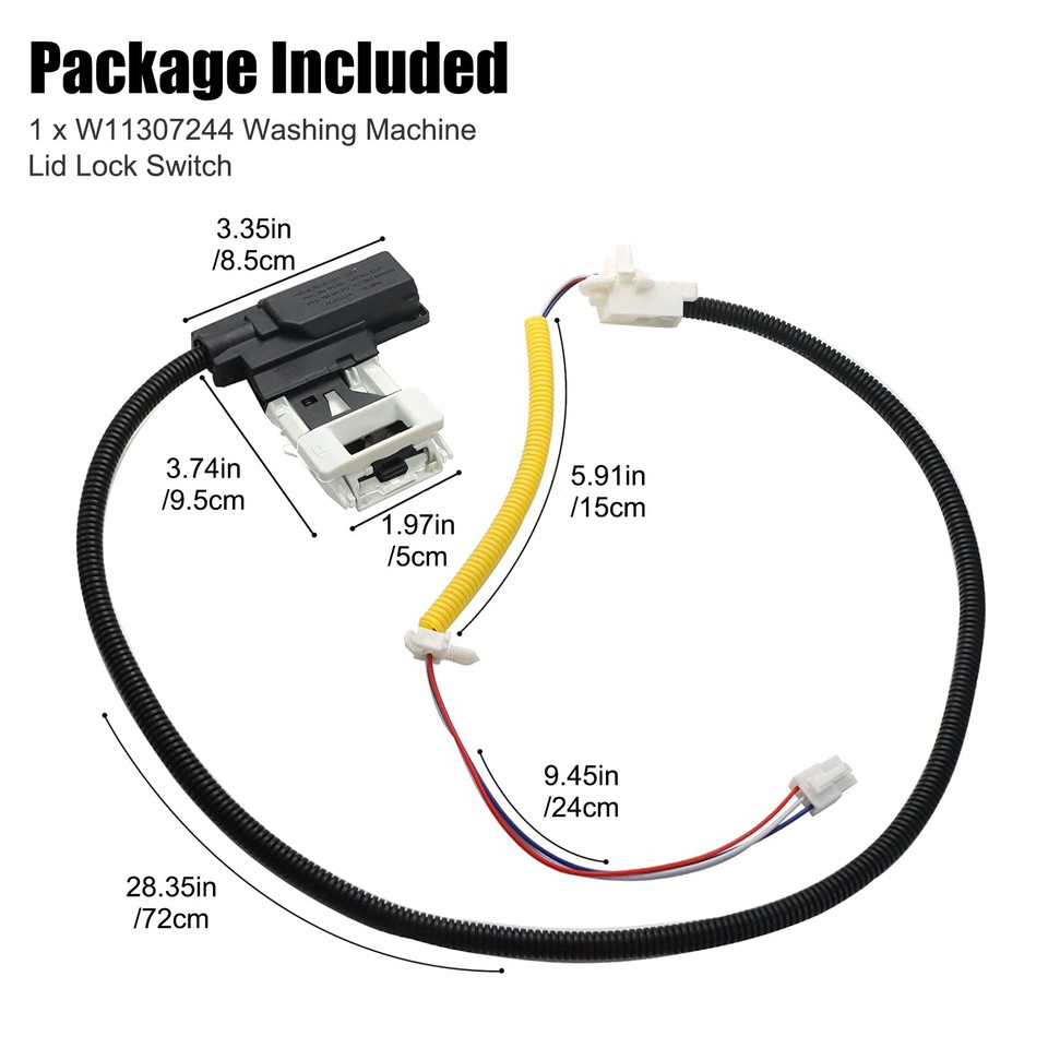 W11307244 Washer Lid Lock Latch Switch Part Kit for Whirlpool Kenmore ...