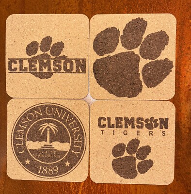 4 different Clemson laser engraved 4’’ Square Coasters. | eBay