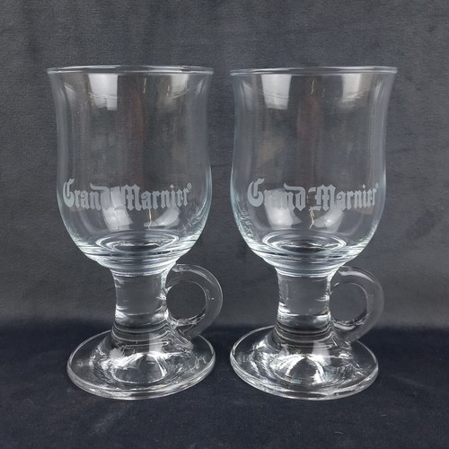 Grand Marnier France Liqueur Glass Footed Handle White Print Bar Set of ...