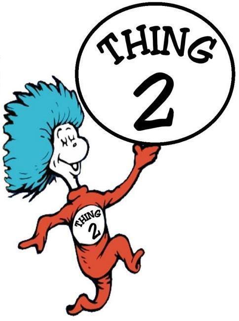Thing 1 and 2 # 12 - 7.25 x 9.75 T-shirt iron-on transfer Thing 2 ONLY ...