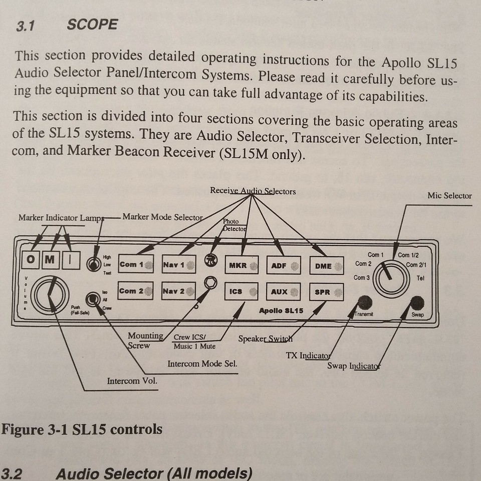 Apollo SL-15 Audio Panel Install Operation Manual | eBay
