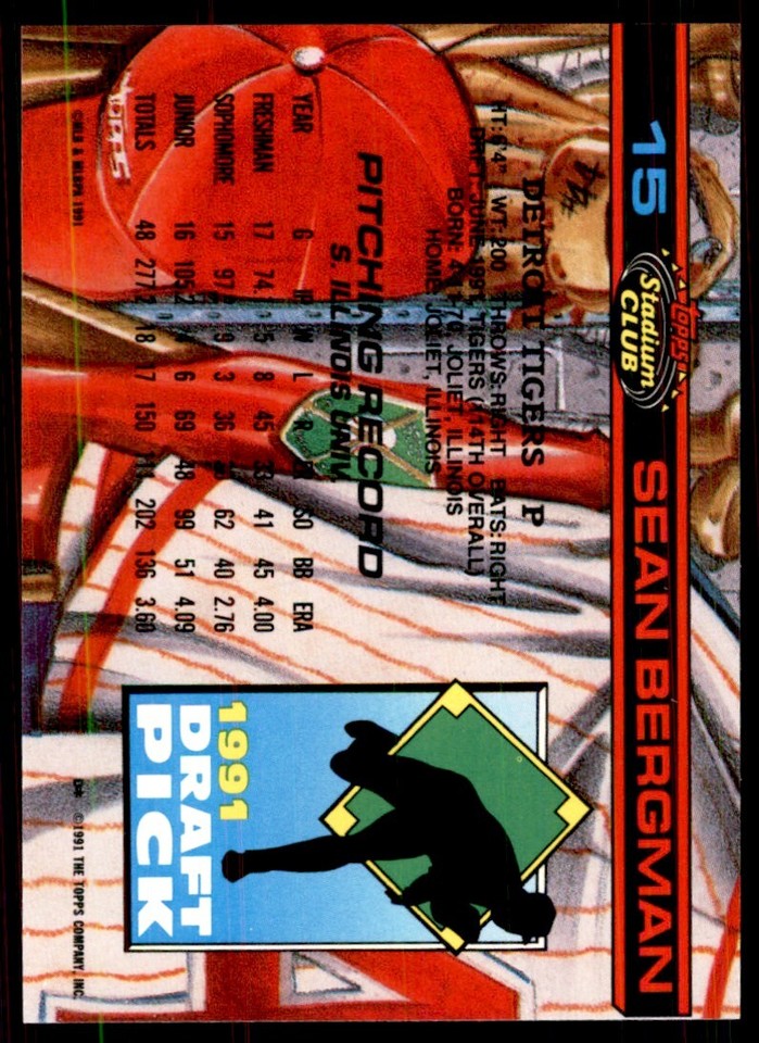 1991 Stadium Club Stadium Set Sean Bergman Baseball Cards #15 | eBay