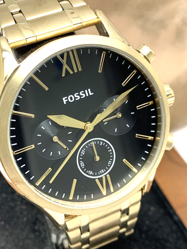 Fossil Men's Watch BQ2366 Fenmore Quartz Chronograph Black Dial Gold ...