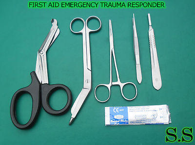 5 PCS FIRST AID EMERGENCY TRAUMA RESPONDER KIT+5 SURGICAL BLADES #23 ...