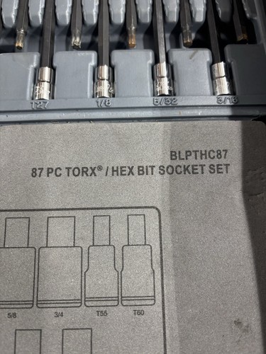 Blue-Point 1/4" 3/8" 1/2" driv 87pc TORX Hex Bit Socket driver Set ...