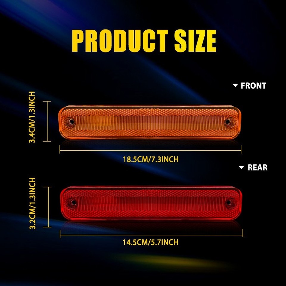 LED Front & Rear Side Marker Lights Housings For 73-79 Ford F100 F150 ...