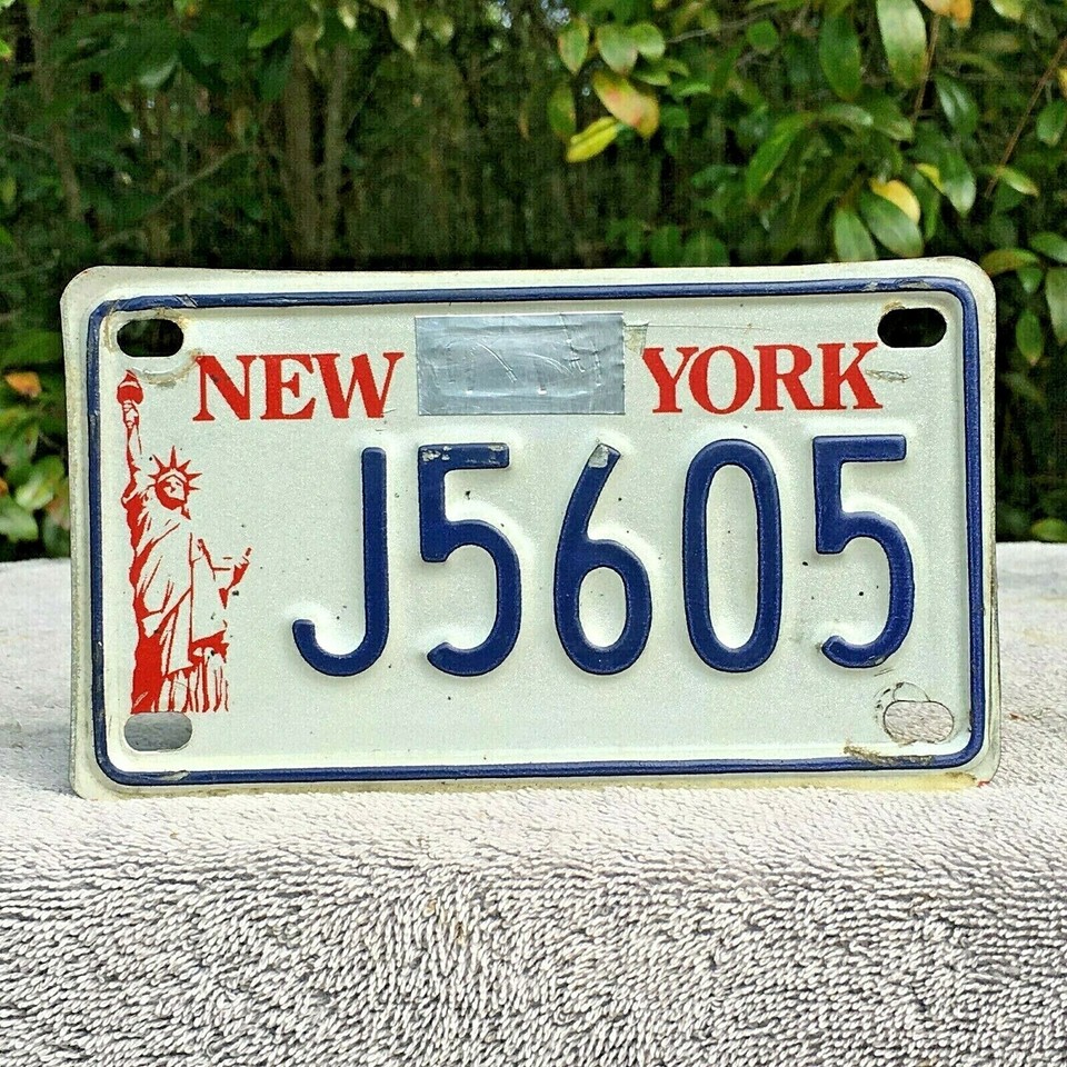 NEW YORK NY STATUE of LIBERTY Motorcycle License Plate Tag # J5605 ...