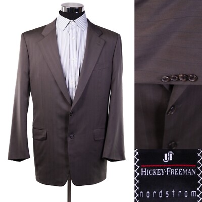 Hickey Freeman Mens 42L 2btn Brown Wool Blazer Sport Coat Suit Jacket ...