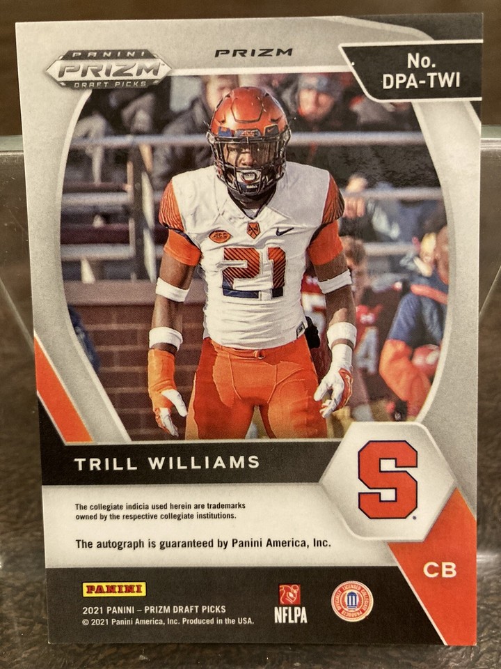 2021 Prizm Draft Picks Trill Williams Gold Cracked Ice Auto DPA-TWI ...