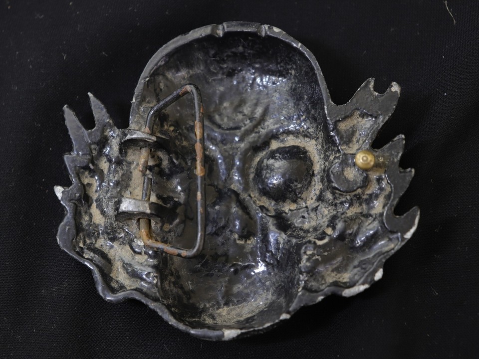 Winged Head Skull Pewter Belt Buckle Vintage Metal Silver Tone, Flying ...