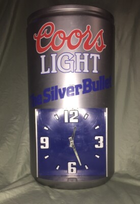 Unique Vintage Coors Light Silver Bullet Can Clock 2’ tall 1’ Wide | eBay
