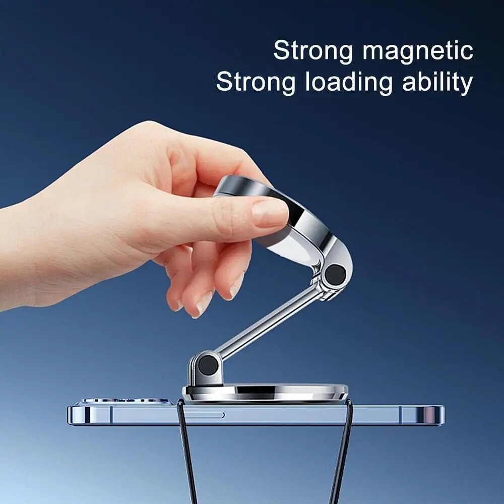 Foldable Magnetic Mobile Phone Holder 360 Rotation Dashboard Phone ...