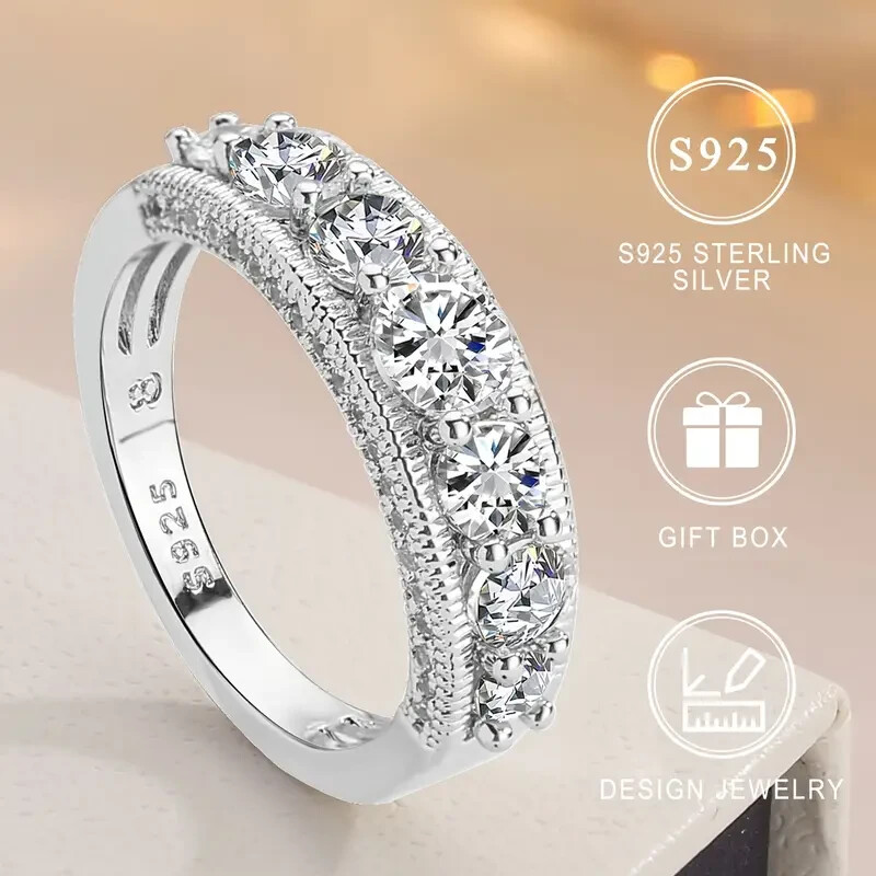 S925 Sterling Silver Synthetic CZ Ring Size 9 | eBay