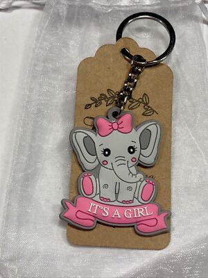It's a Girl Soft Pliable Baby Elephant Figure Keychain Keyring | eBay