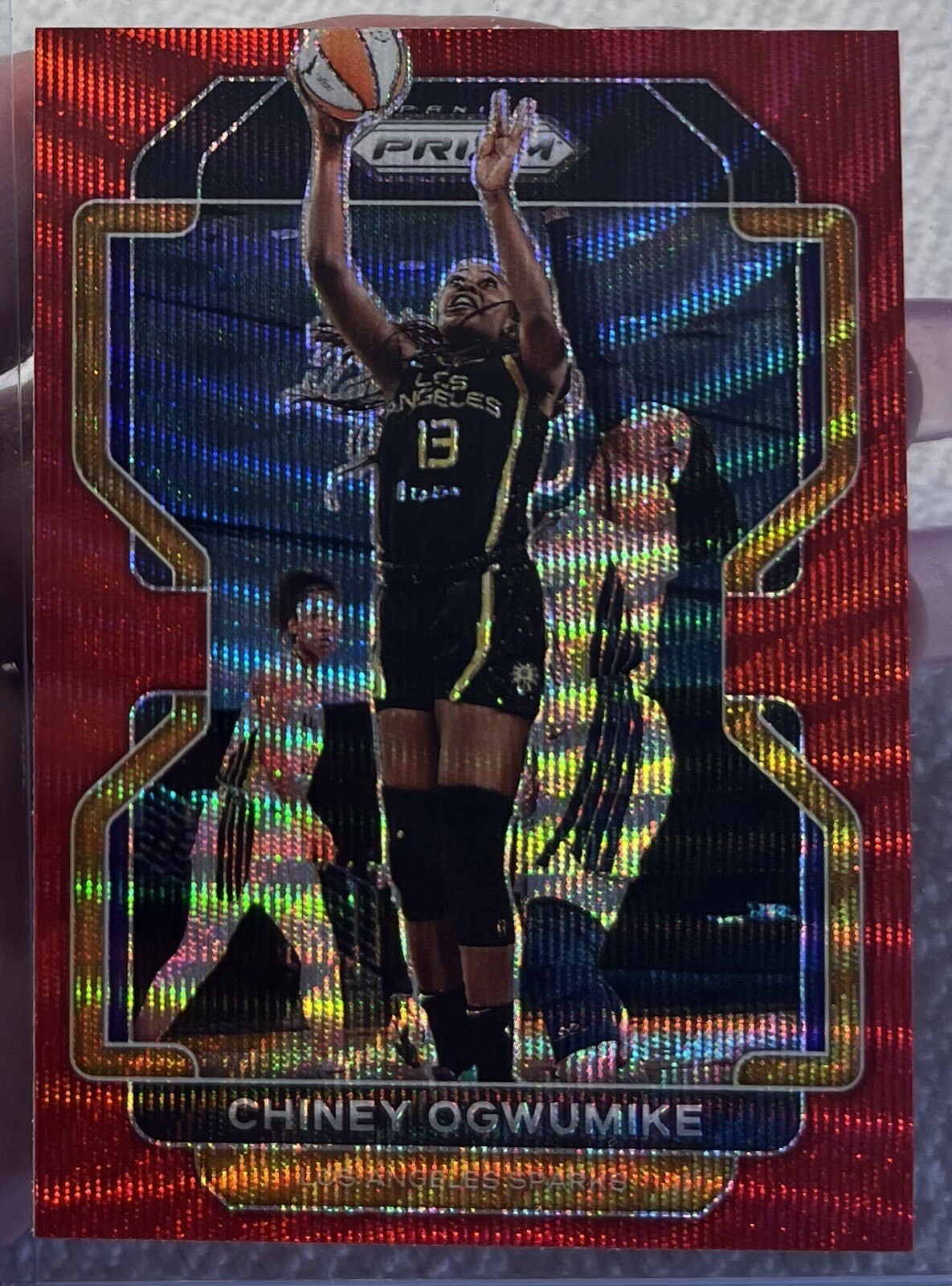 Chiney Ogwumike 2022 Panini Prizm WNBA Ruby wave #93 Los Angeles Sparks ...