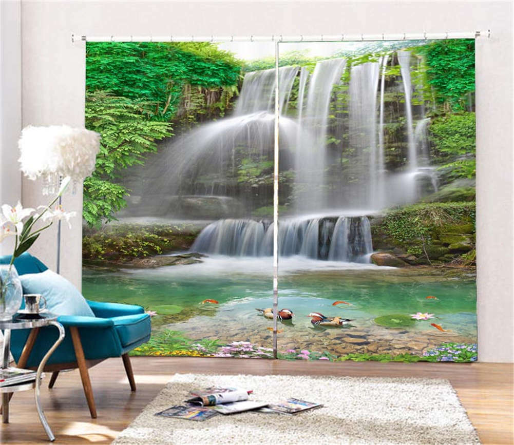 Thousand Foot Waterfall 3D Curtain Blockout Photo Printing Curtains ...