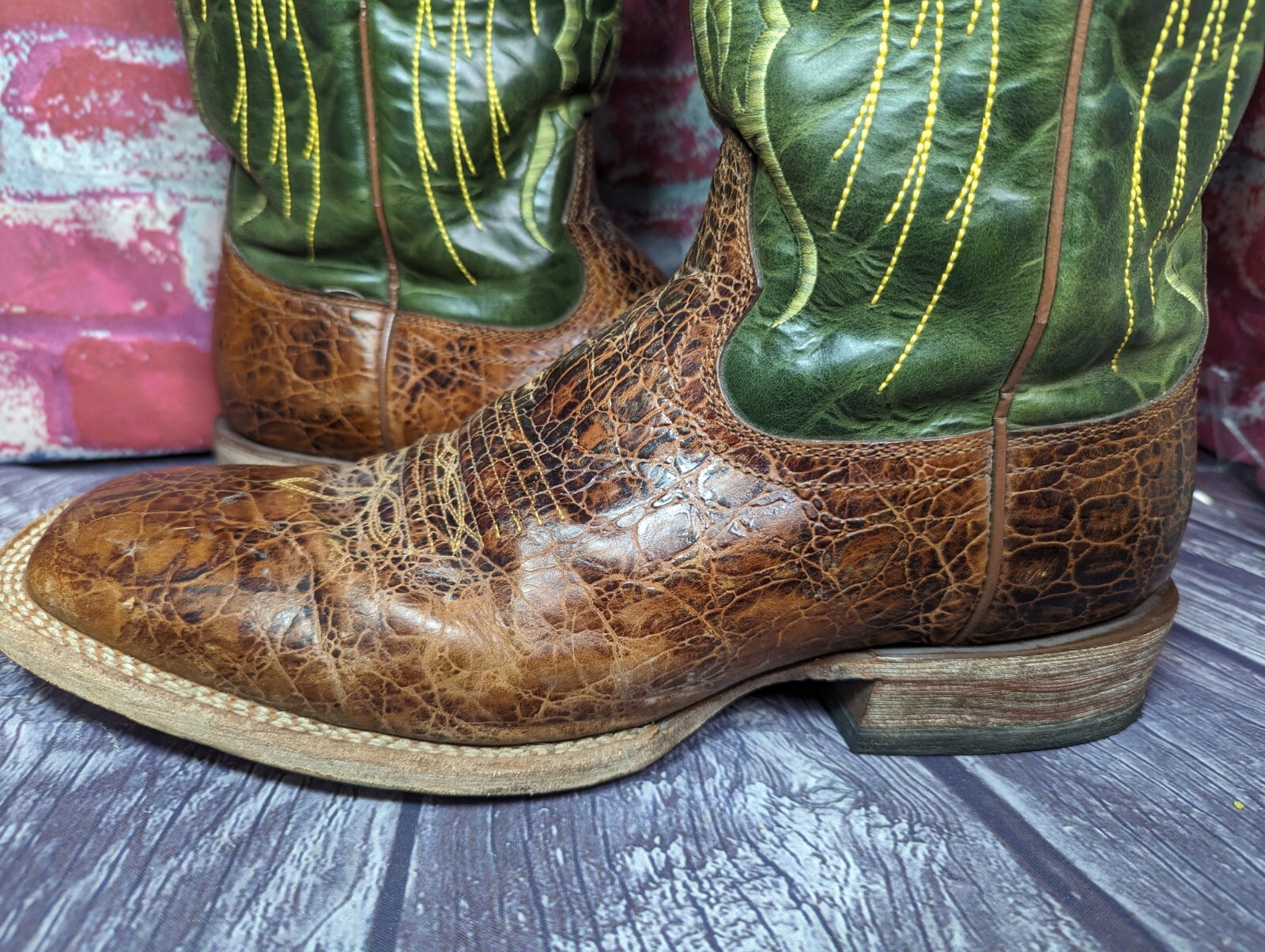 Ariat Mesteno Adobe Clay Lime Green Brown Cowboy Western Boots 10006841 ...