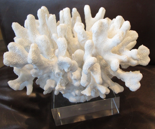 Williams Sonoma Resin Quartz cluster sculpture on glass base beach ...