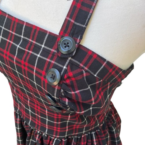 Ghosts & Angels Dress Sz L Red Black Plaid Halter Mini Hot Topic Goth ...