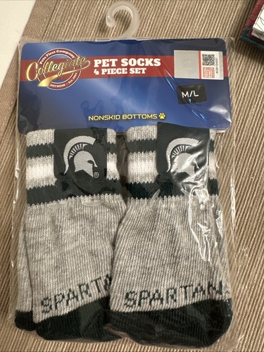 Pets First NCAA Anti Slip Dog Socks Michigan state Spartans 4 Piece Set ...