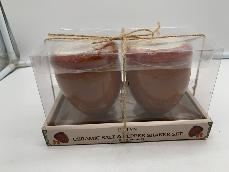 Bklyn Steel Ceramic 3in Fall Acorn Salt & Pepper Shakers AA02B58004 | eBay