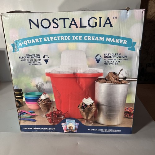 Nostalgia 4-Quart Electric Ice cream Maker, Red. Brand new (open box ...