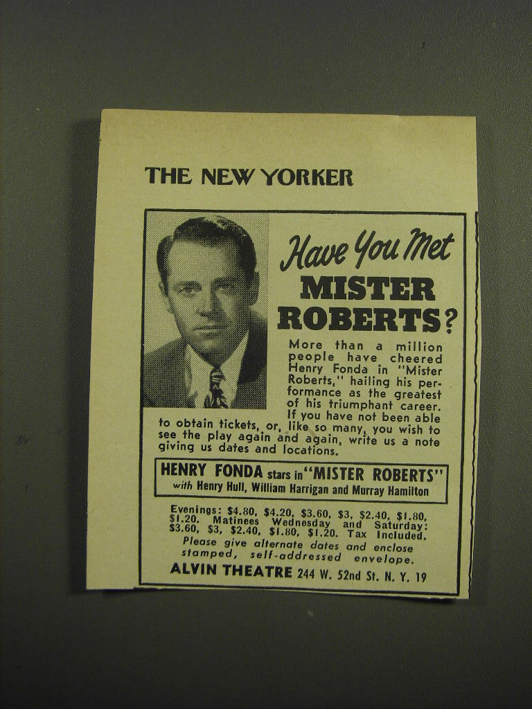 1949 Mister Roberts Play Advertisement - Have you met Mister Roberts ...