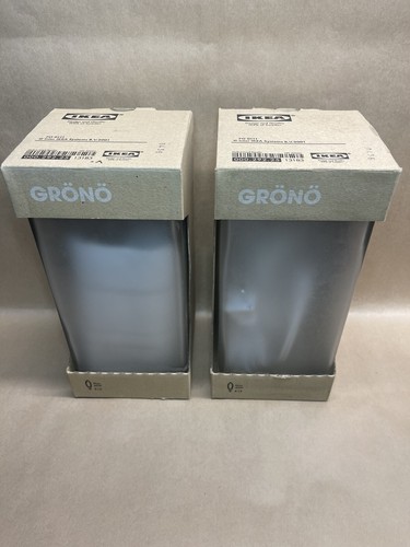 2 Ikea Grono Table Lamps Frosted White Glass Light Minimalist Rectangle ...