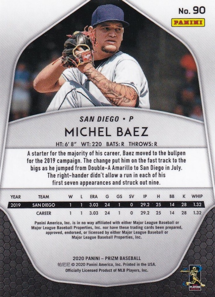 2020 PRIZM RC MICHAEL BAEZ SAN DIEGO PADRES ROOKIE - P6925 | eBay