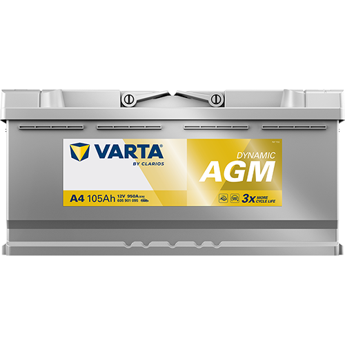 VARTA A4 (605 901 095 D85 2) VRLA AGM Car Battery TYPE 020 - 12V 105AH ...
