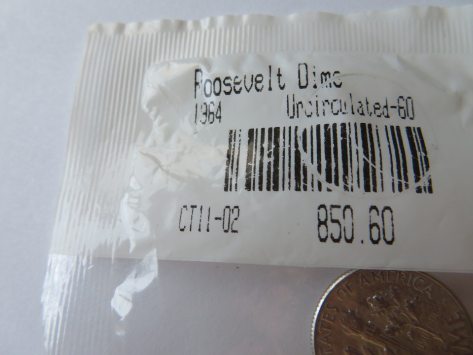 1964-P 10c SILVER Roosevelt Dime. BU. FREE Ship (R010), Uncirculated-60 ...