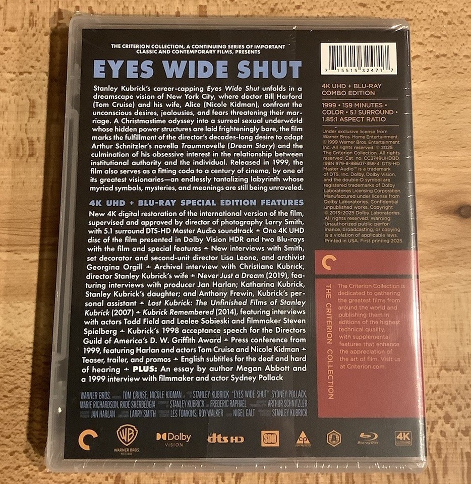 Eyes Wide Shut (4K UHD, Blu Ray) Criterion Collection Stanley Kubrick ...