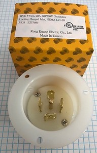 NEMA L21-20 Flanged Inlet, 4 Pole, 5 Wire, 20A 208V, UL listed. | eBay