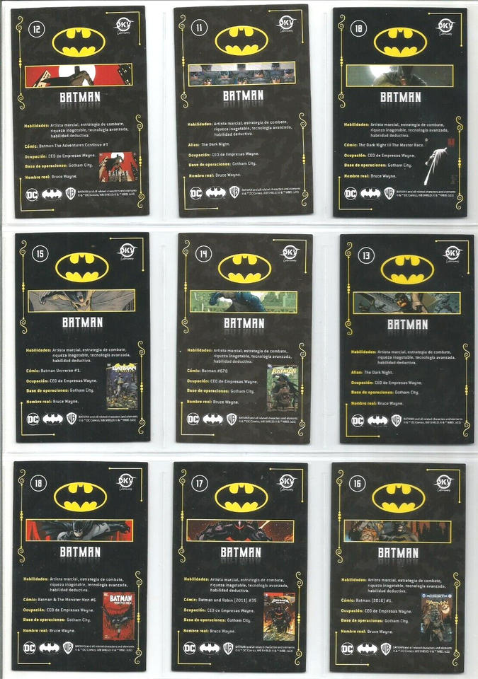 DC Comics BATMAN Basic Cards Full Set 97/97 + Checklist PERU 2022 ...