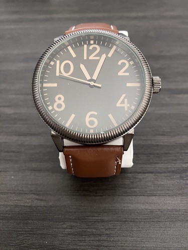 Merona Men's Quartz Watch - FMDM 0138 Brown Faux Leather Band | eBay