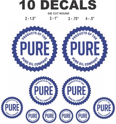 10 Round Pure Oil Die Cut Vinyl Decals | eBay