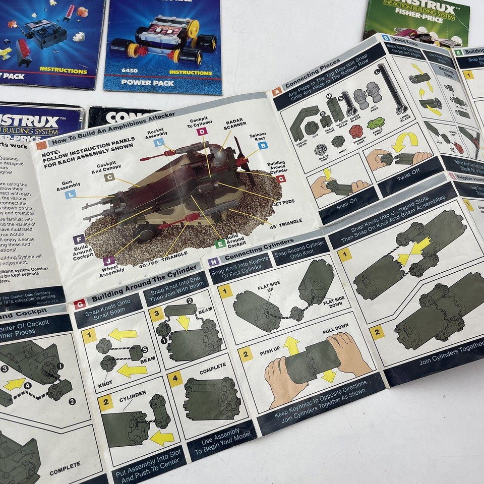 Vintage 80s Fisher Price Construx Building Toy Lot w/ Rare Case ...