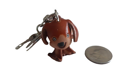 Hand Crafted Leather Brown Dog Key Ring Purse Charm New In Package | eBay