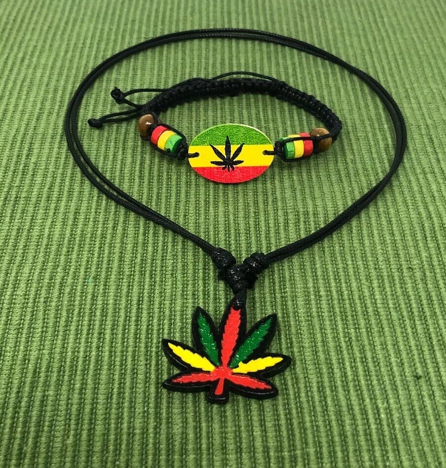 Rasta Wooden Marijuana Necklace Reggae Necklace African Necklace ...