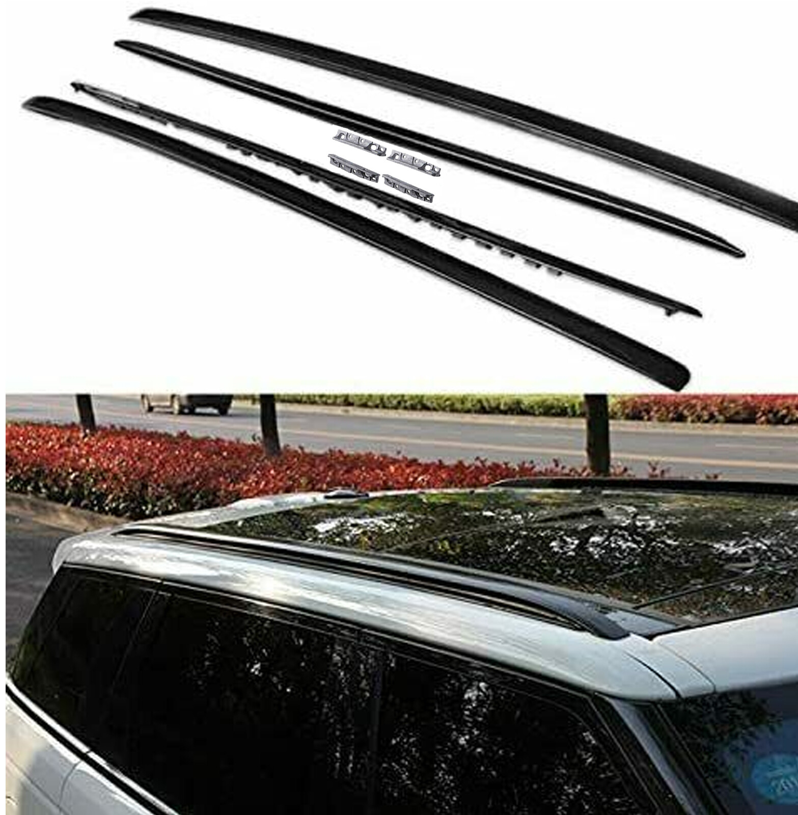 FOR RANGE ROVER SPORT BLACK ROOF RAILS L494 2014-21 GLOSS BLACK BAR ...