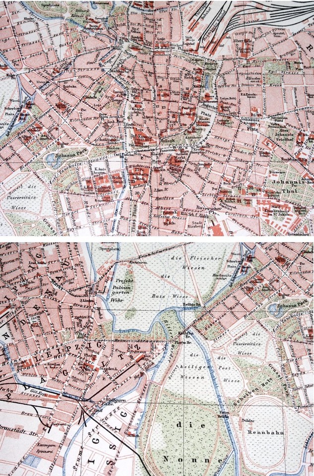 1900 ORIGINAL ANTIQUE CITY MAP OF LEIPZIG SAXONY WITH STREET INDEX ...