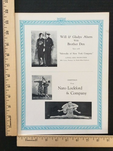 Rare Original VTG 1928 Vaudeville Ad Will Ahern Naro Lockford Art Print ...