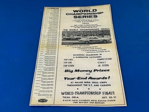 Vintage 1965 NHRA DRAG RACING Full Race Schedule 10 x 16 Poster COOL ...